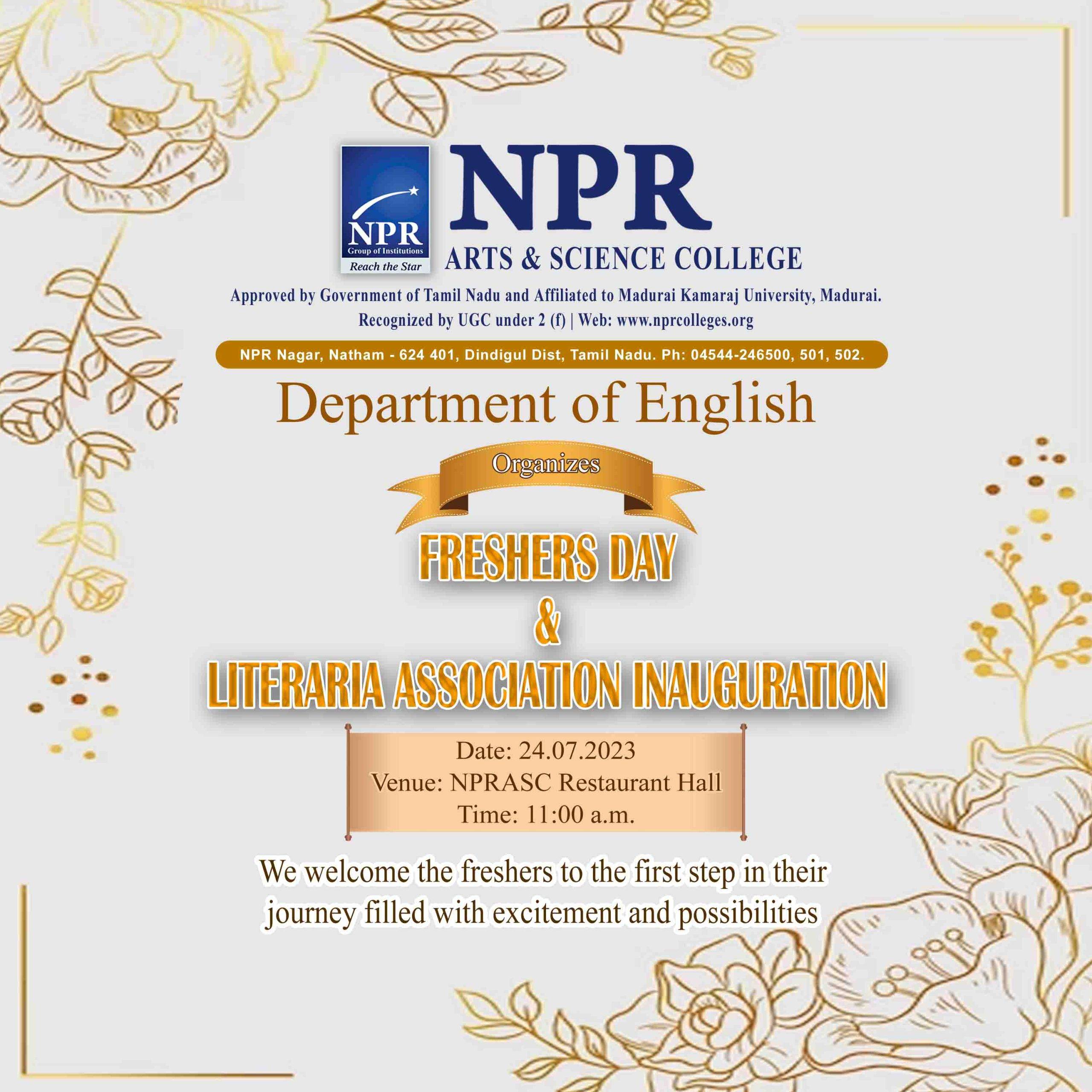 Association Inauguration & Freshers Day - NPR Arts and Science College