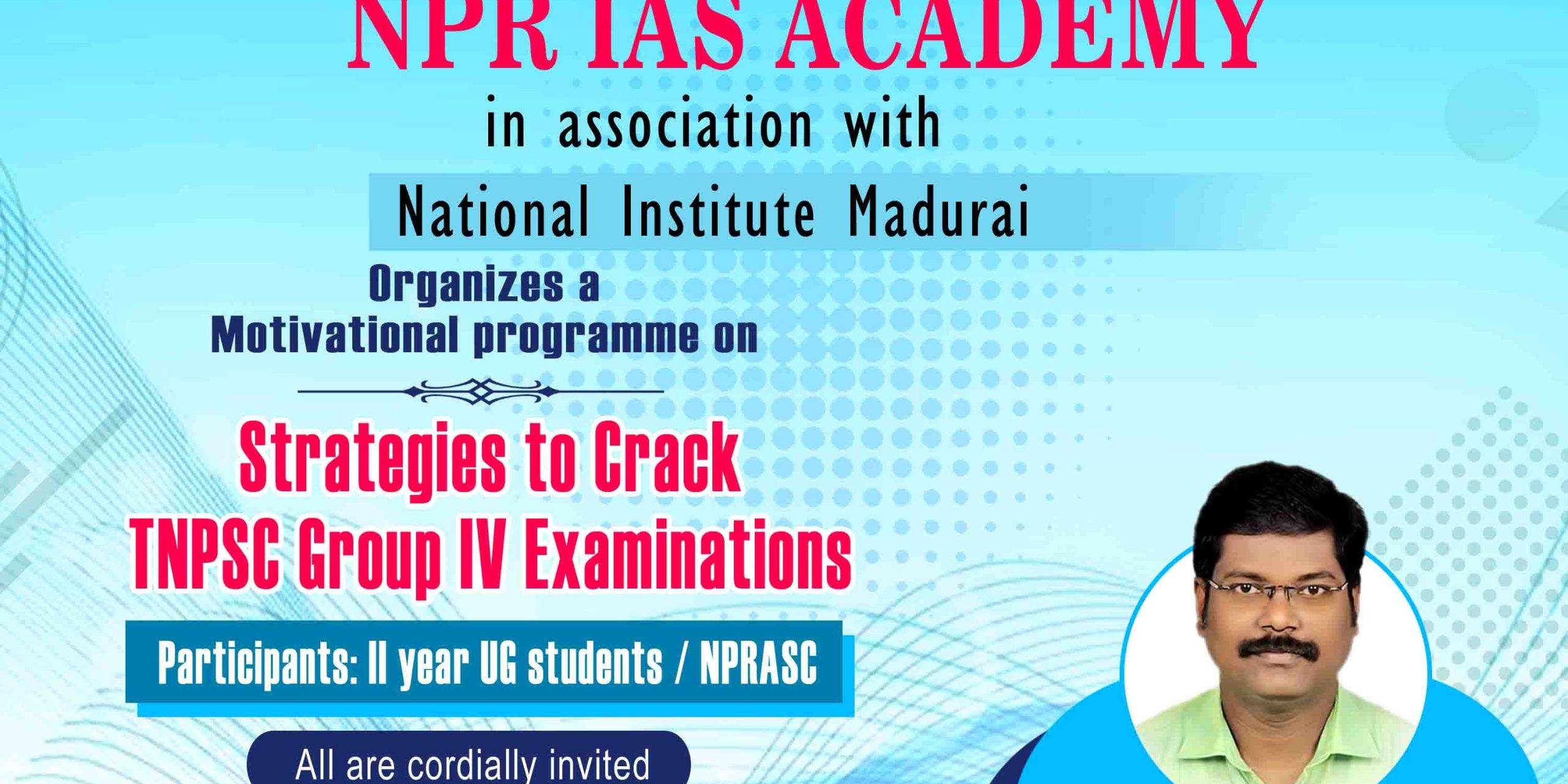 Motivational Programme on Strategies to Crack TNPSC Group IV Examinations - NPR Arts and Science ...