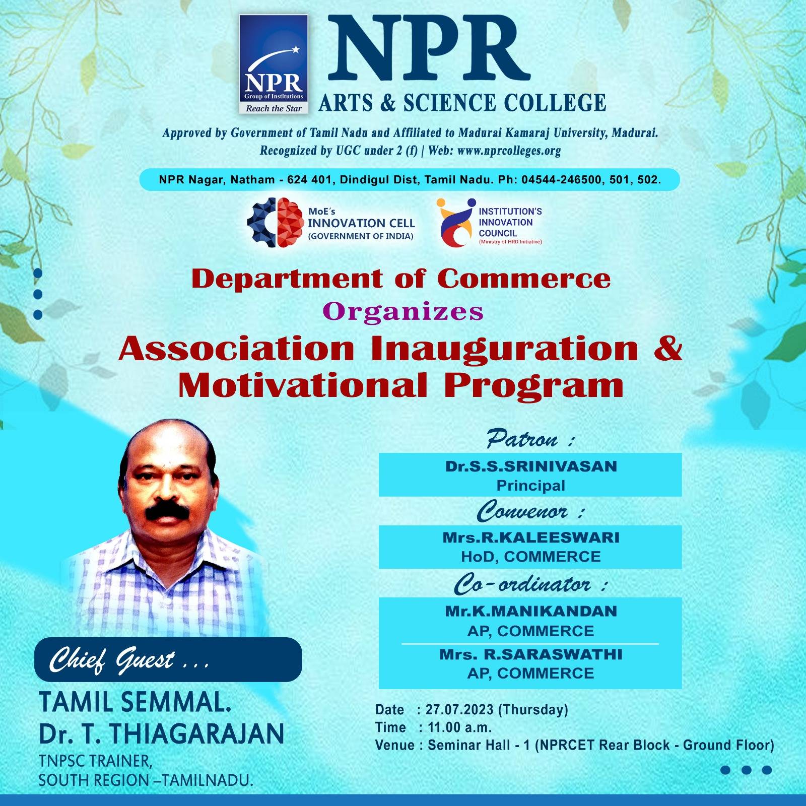 Association Inauguration & Motivational Programme - NPR Arts and ...