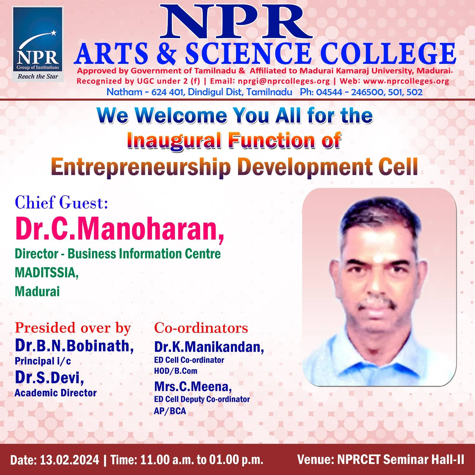 Inauguration of Entrepreneurship Development Cell - NPR Arts and ...