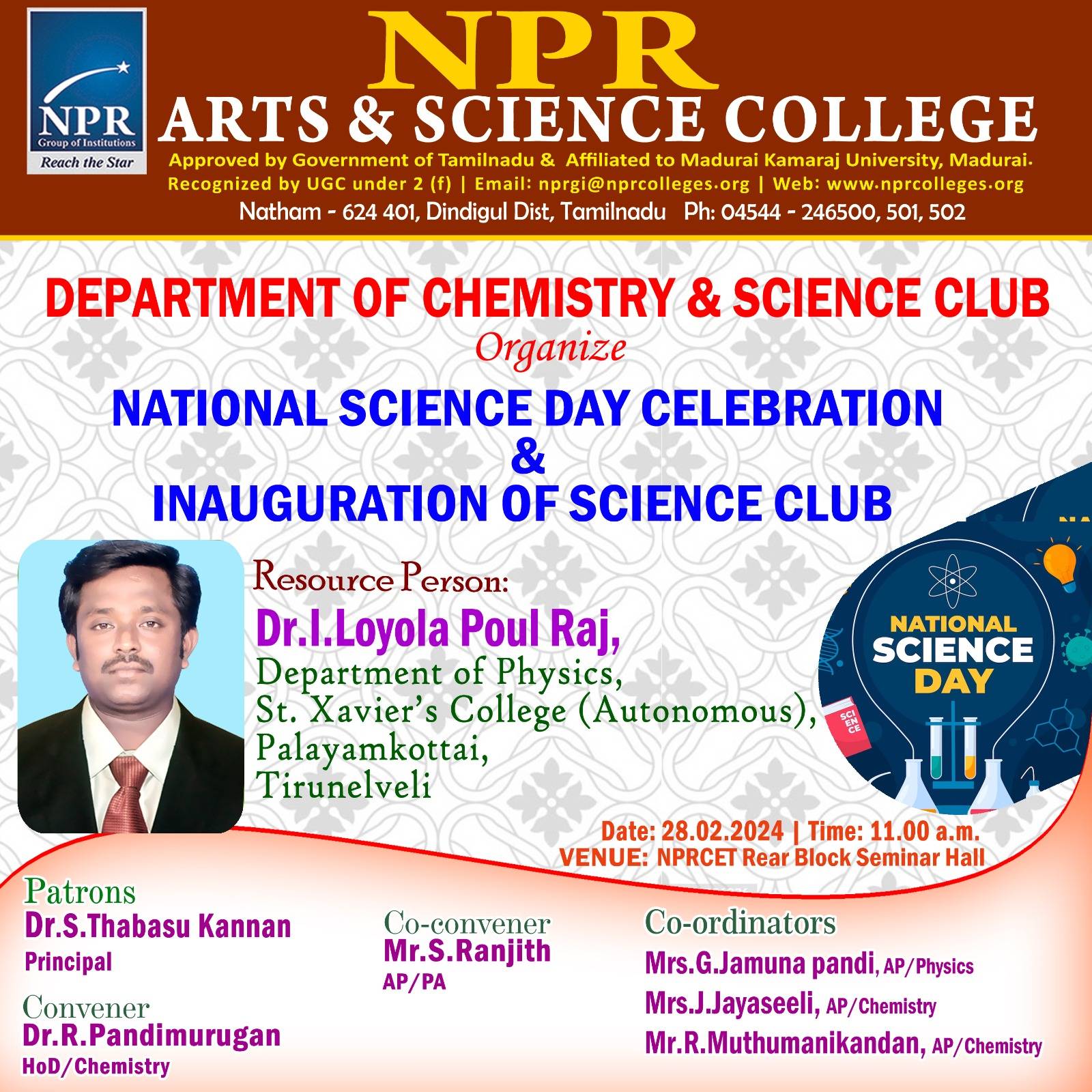 National Science Day & Inauguration of Science Club - NPR Arts and ...