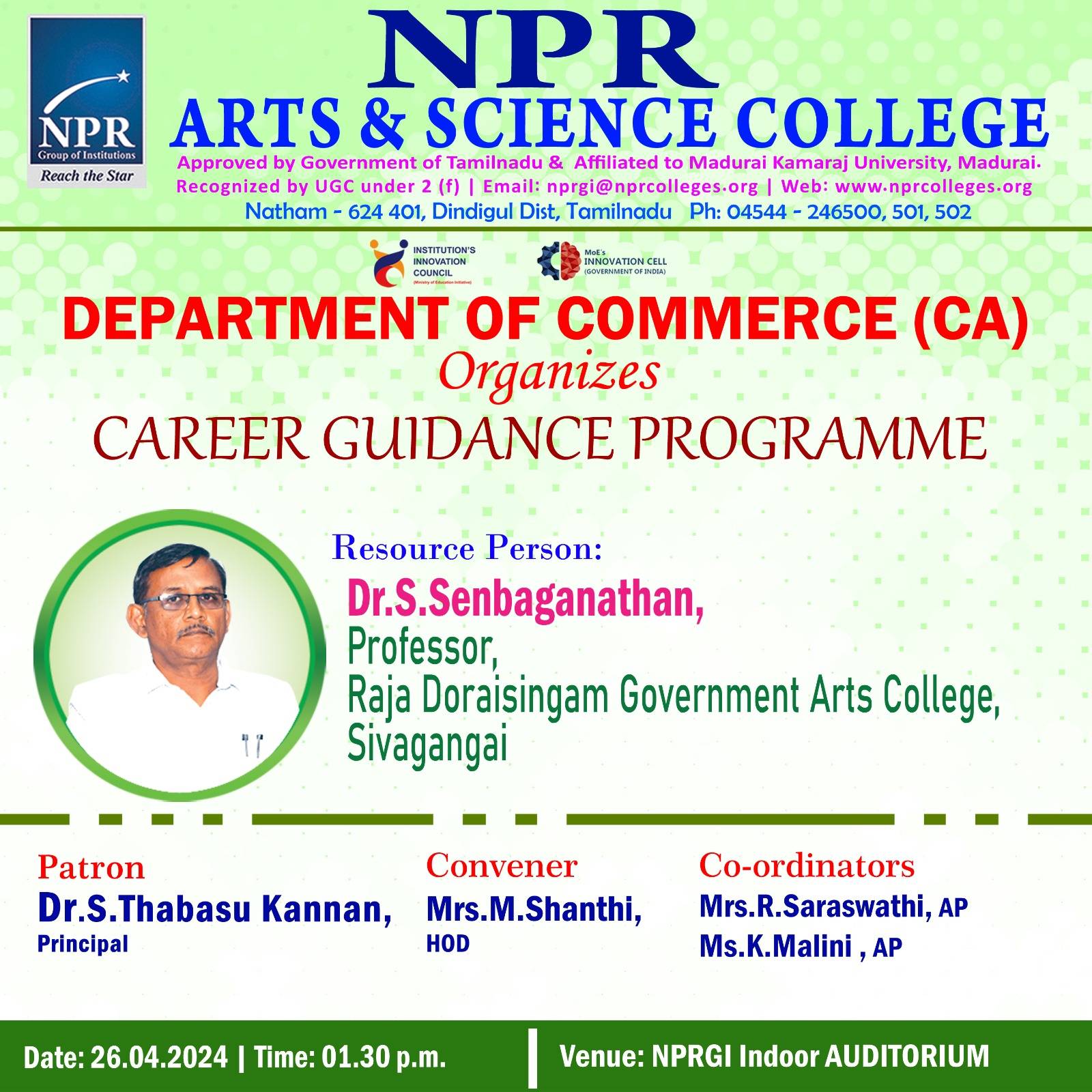 Career Guidance Programme – NPR Arts and Science College