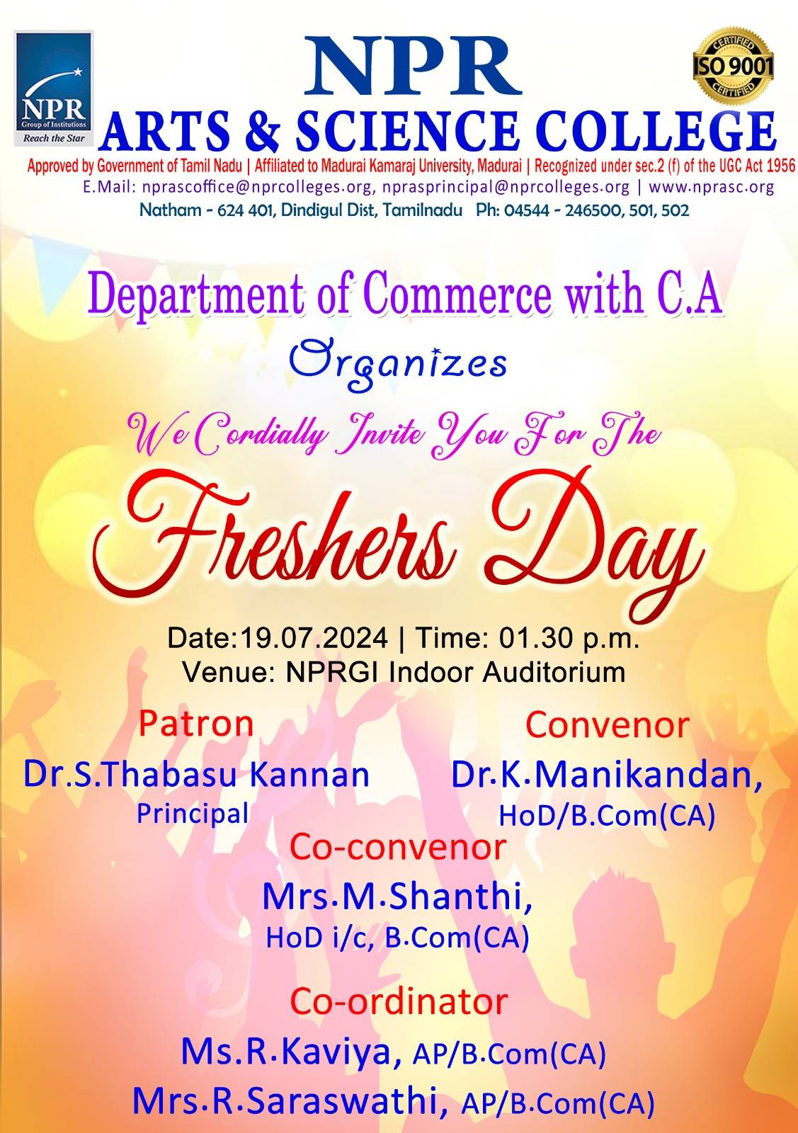 Freshers Day Celebrations - NPR Arts and Science College