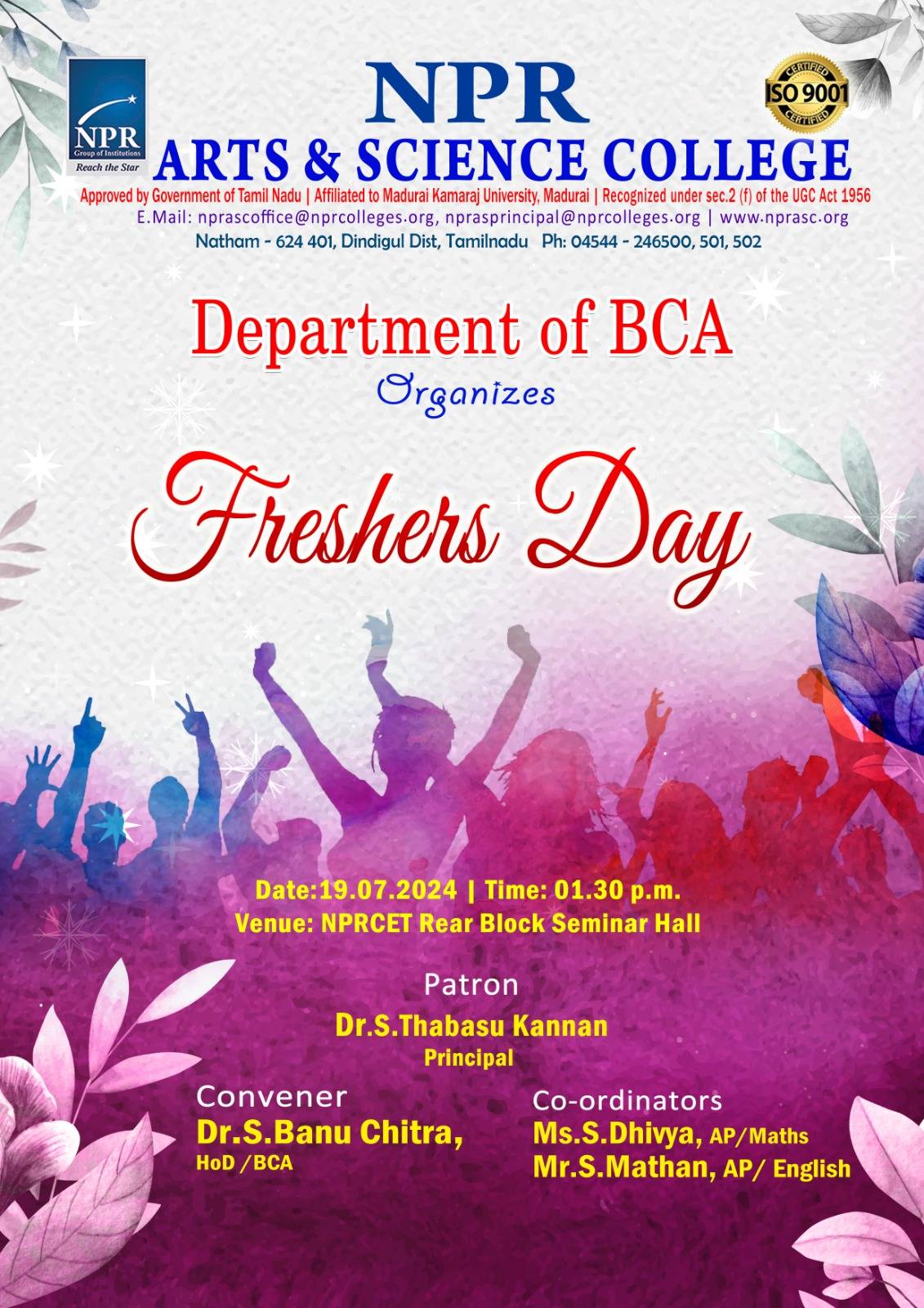 Freshers Day Celebrations - NPR Arts and Science College