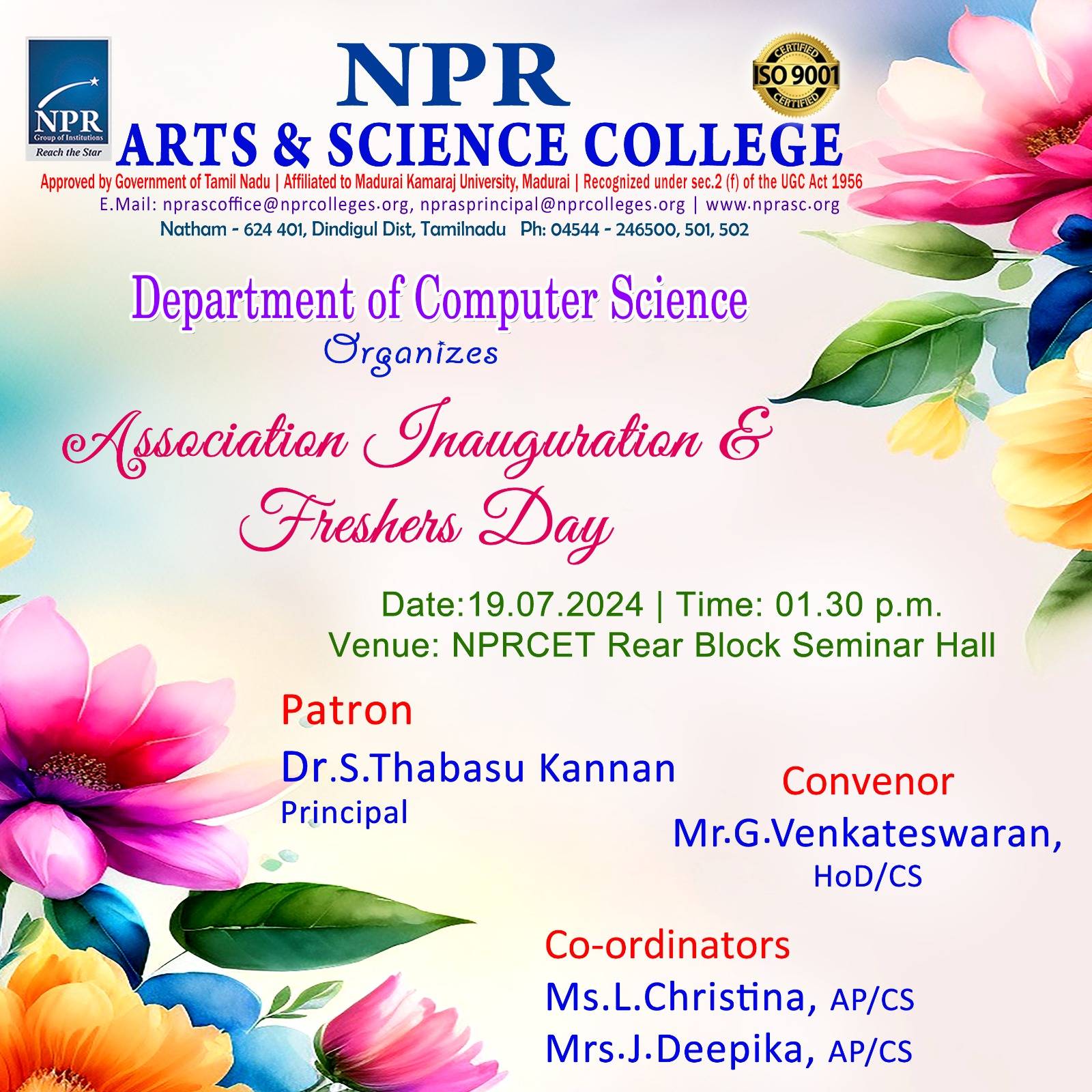 Freshers Day Celebrations - NPR Arts and Science College
